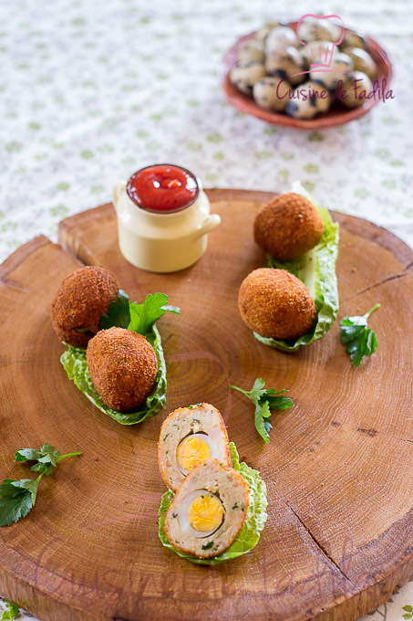 Œufs de caille à l'écossaise - cuisine de Fadila